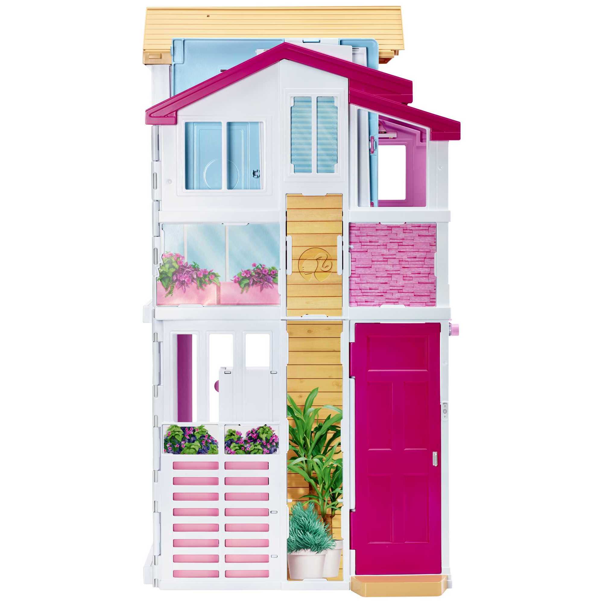 Barbie 3-Story Townhouse Dollhouse with Elevator, Swing Chair ...