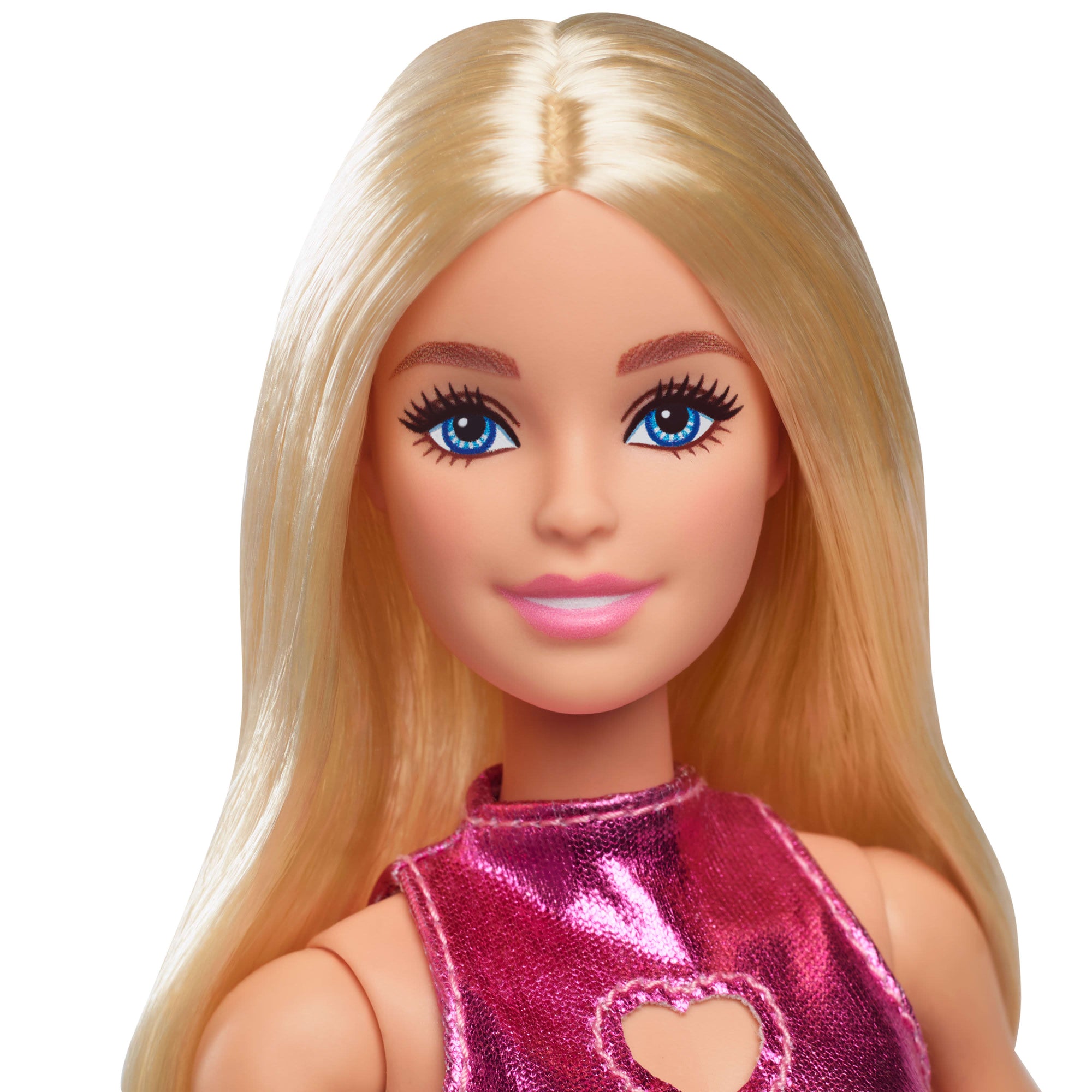 Barbie Fashionistas Doll #230 in Metallic Pink Minidress with Heart Cut ...