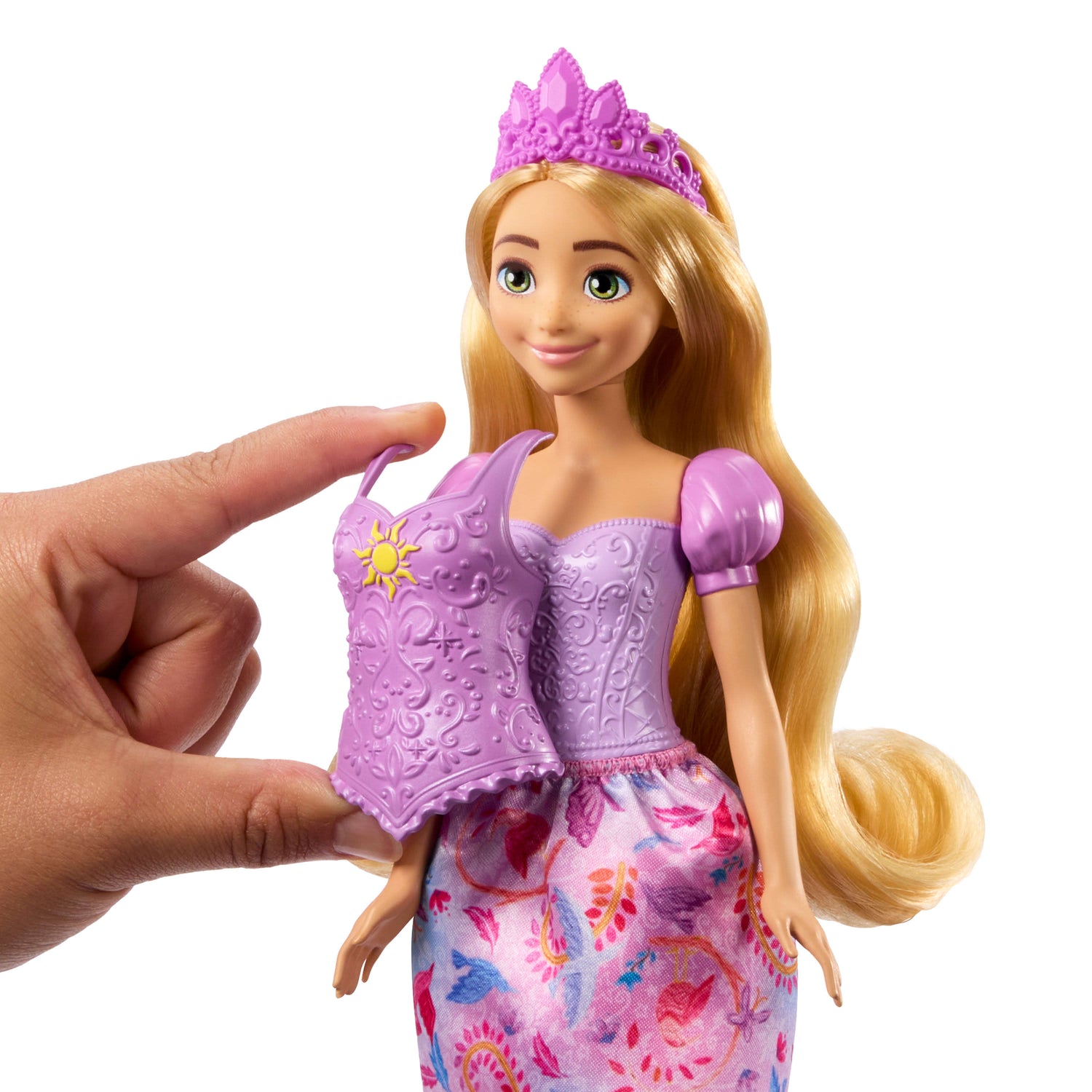 Disney Princess 2-in-1 Stories Rapunzel Fashion Doll with 2 Snap-On Bo ...