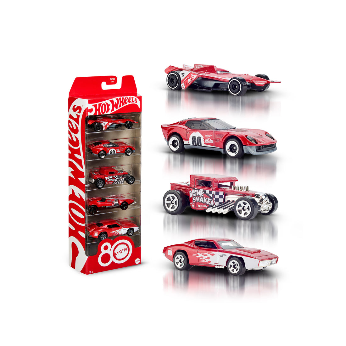 Hot Wheels Core Mattel 80th Anniversary 5-Pack of 1:64 Scale Toy Cars ...
