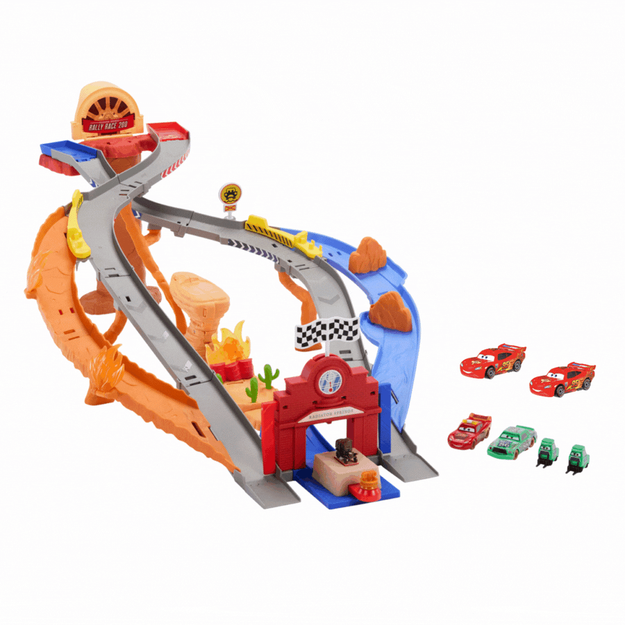 Bundle: Disney Pixar Cars Race & Rescue Playset with 2 Diecast Vehicle ...